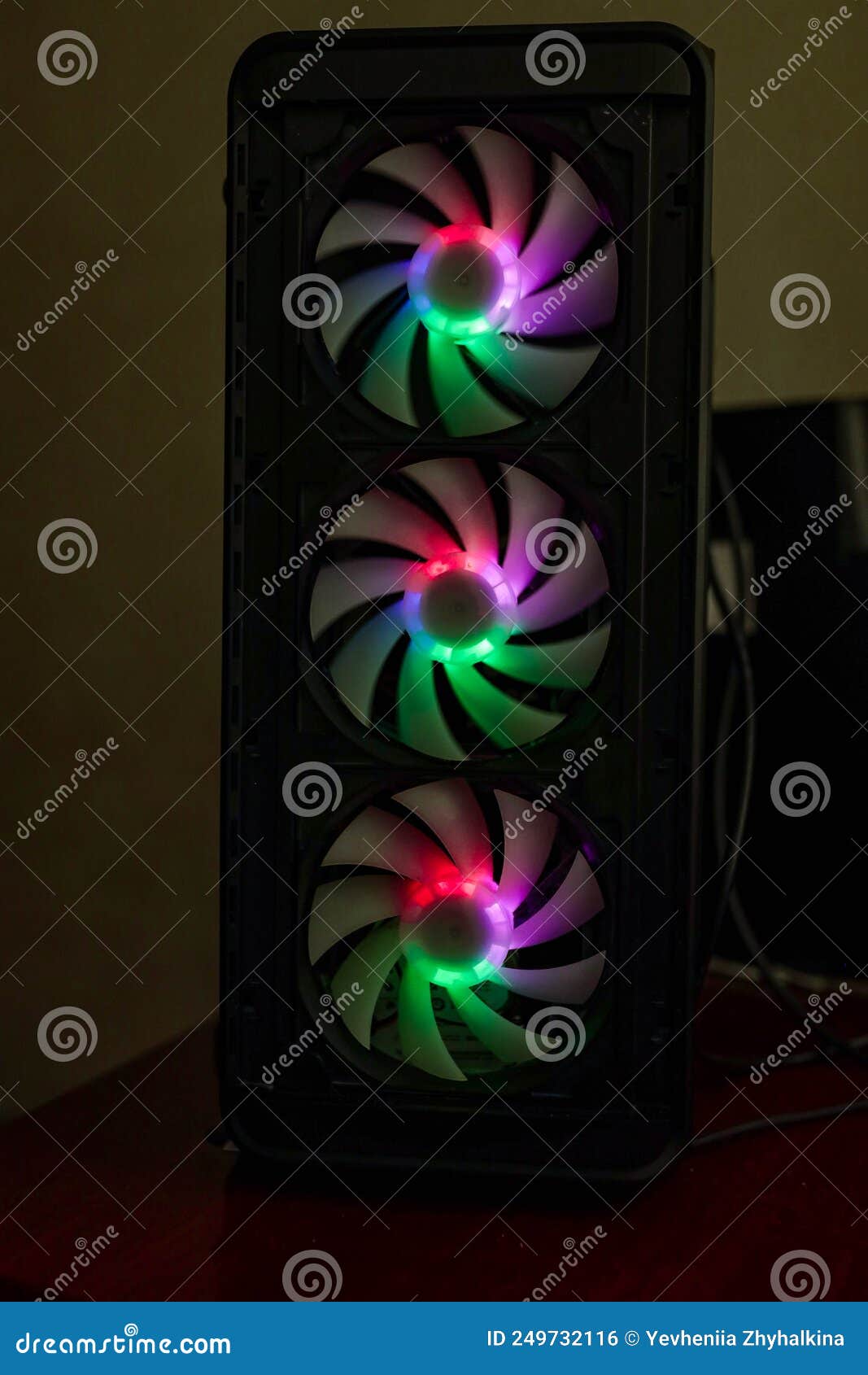 Close-up and Inside High Performance Desktop PC and Cooling System on ...