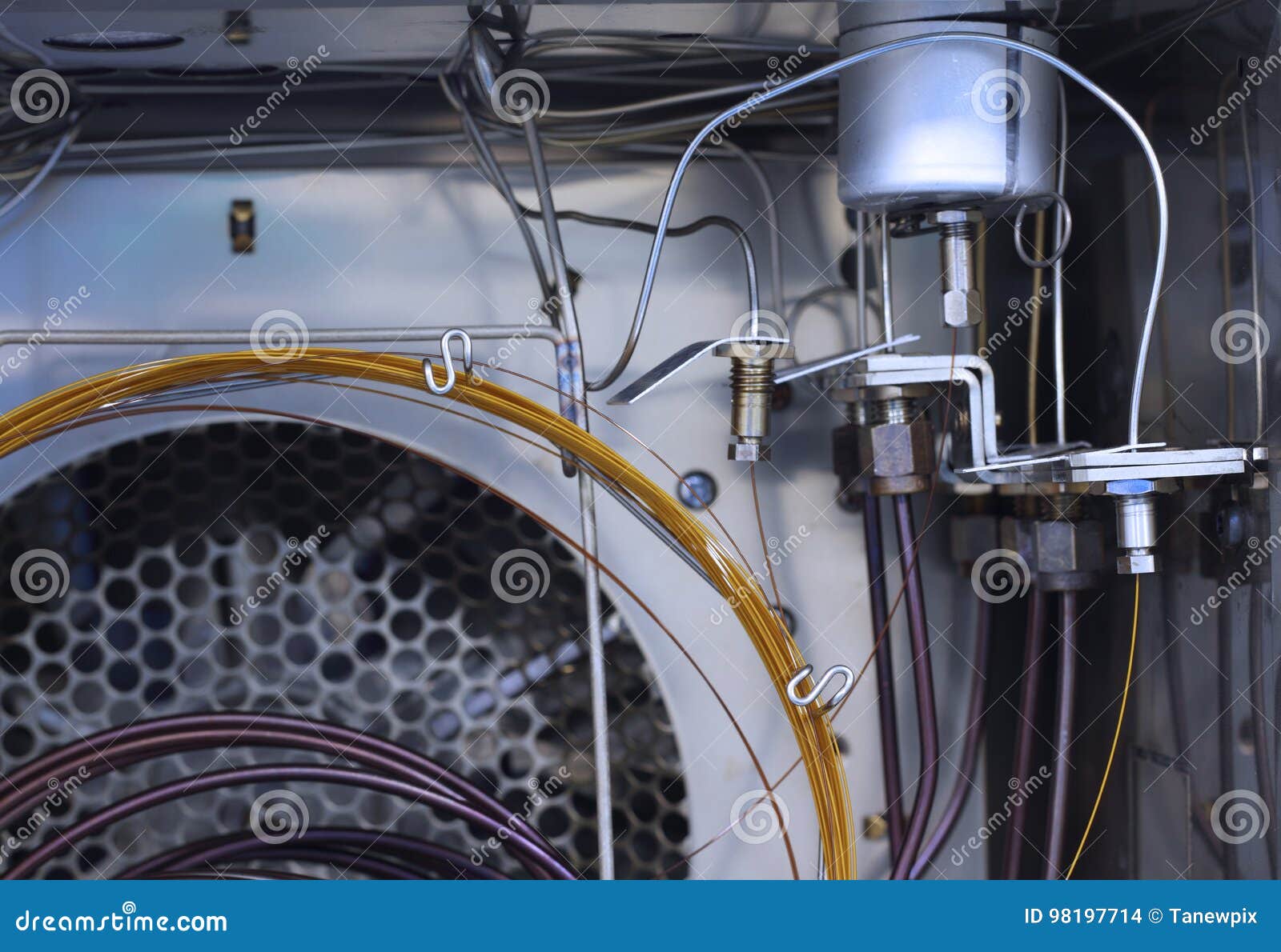 Close Up Inside Tube and Column Gas Chromatography Analyzer. Stock ...
