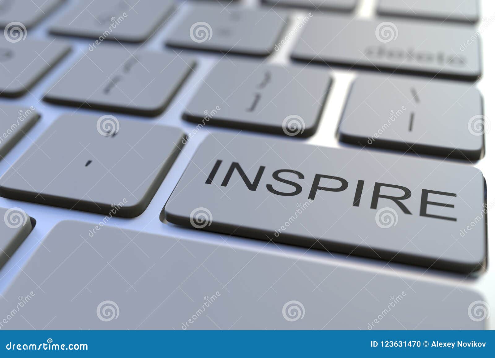 Close-up of INSPIRE Key on the Keyboard. 3D Rendering Stock Photo ...