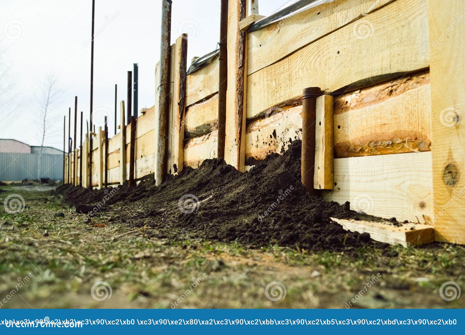 Close-up - Installed Formwork from Wooden Boards Using Iron ...