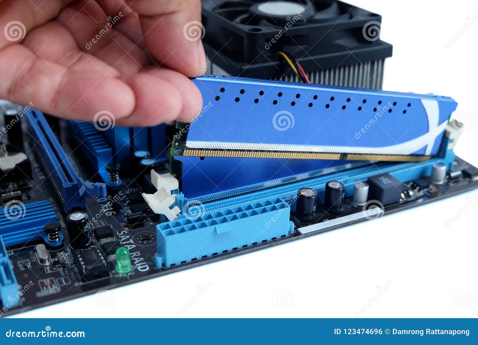 Close Up Installing Ram and Motherboard Stock Photo - Image of closeup ...