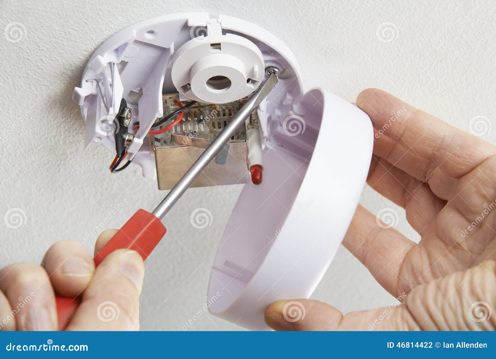 Close Up of Installing Smoke Detector at Home Stock Photo - Image of ...