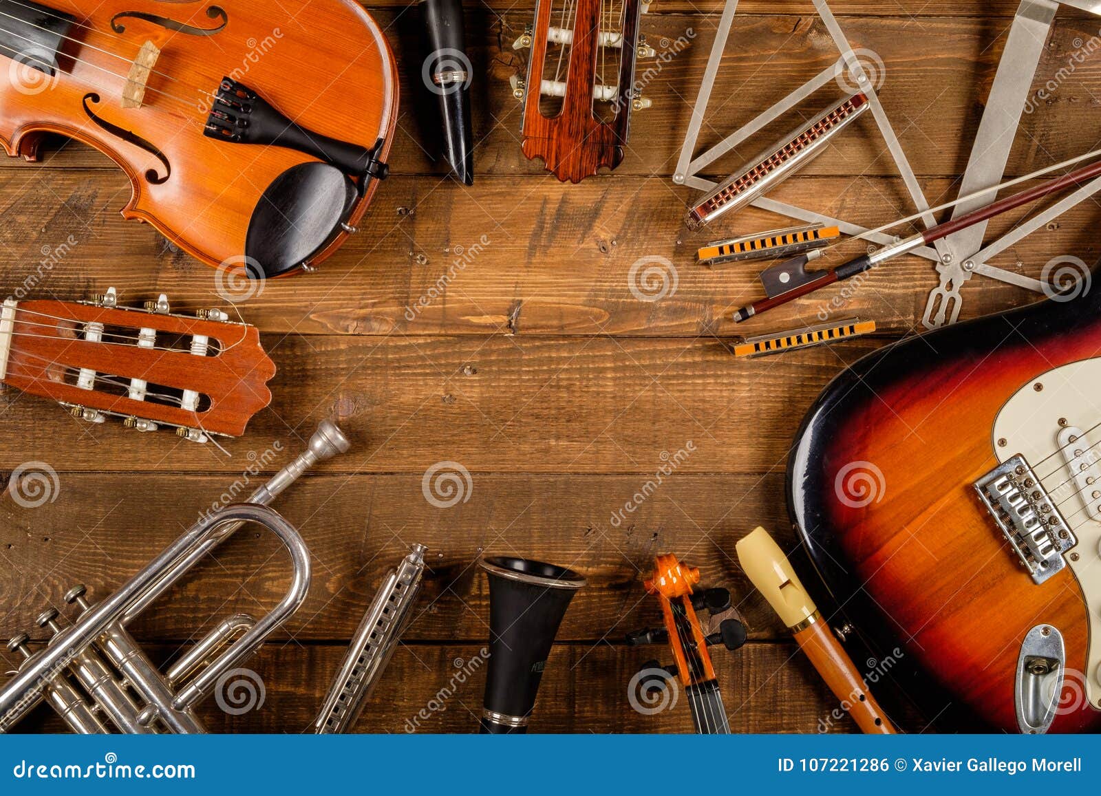 Instruments in Wood Background Stock Photo - Image of musician, close ...