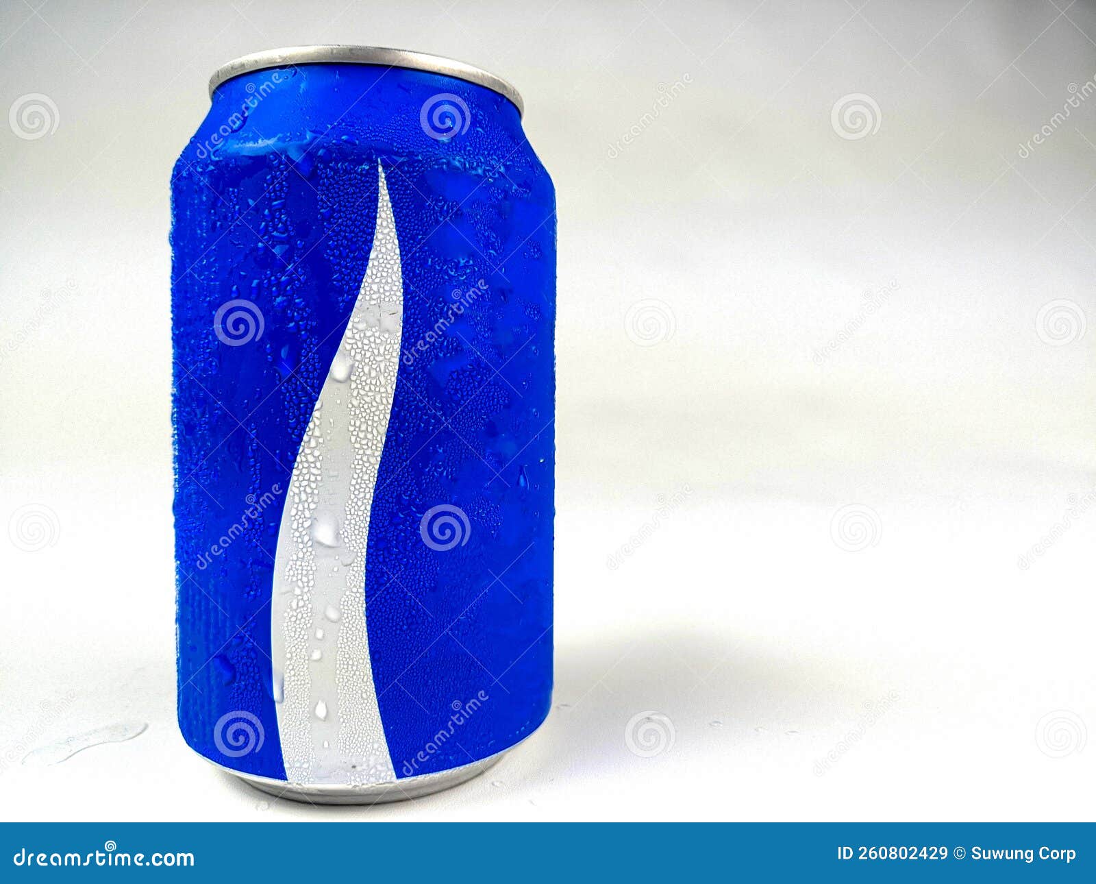 Close Up of Insulated Blue Cold Drink Cans in White Background Stock ...