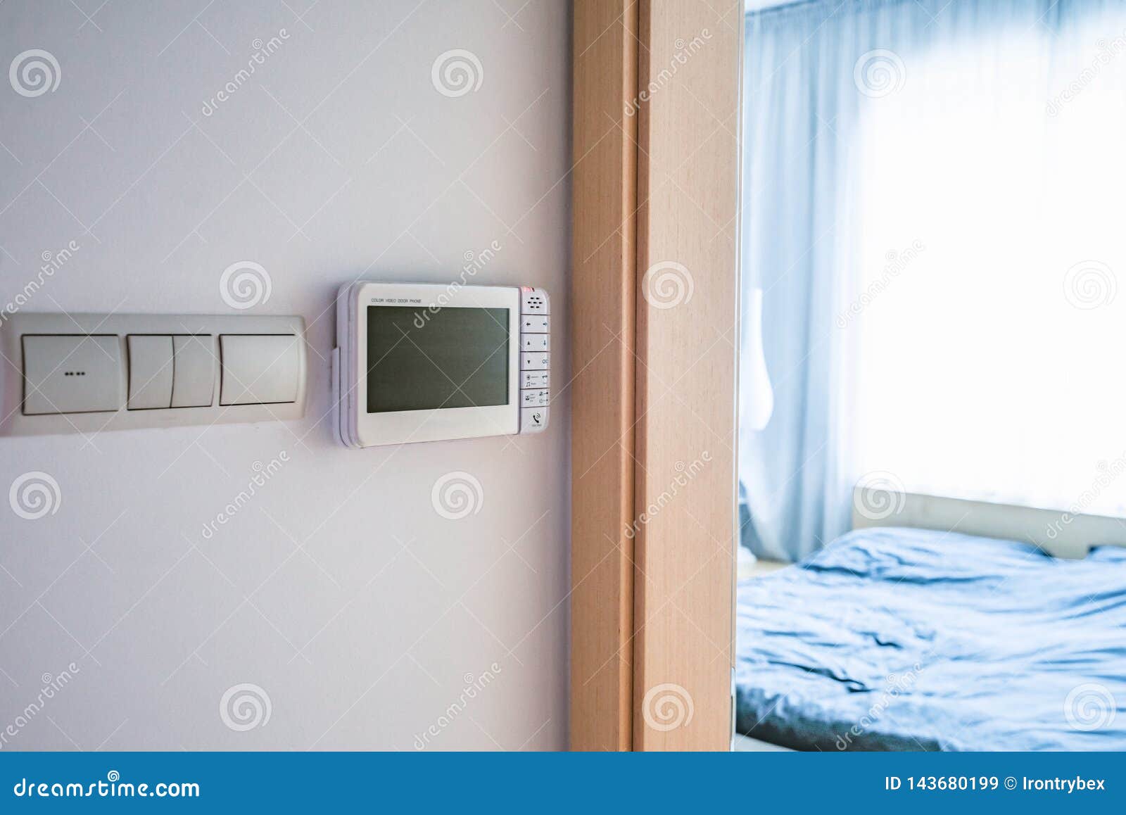 Close Up on Intercom in the House Near the Bedroom Stock Image - Image ...