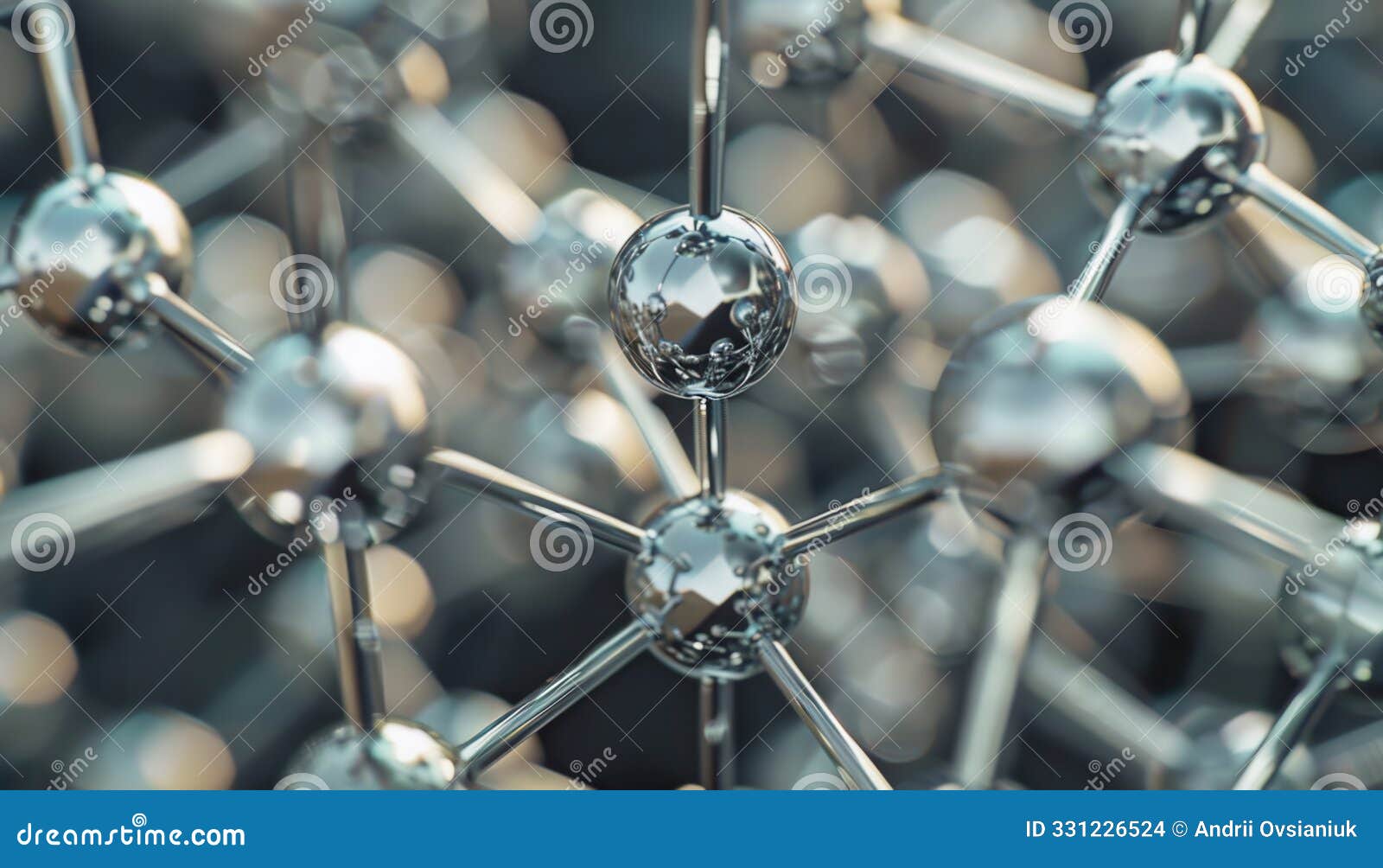 Close-up of Interconnected Silver Atoms in a Molecular Structure Stock ...