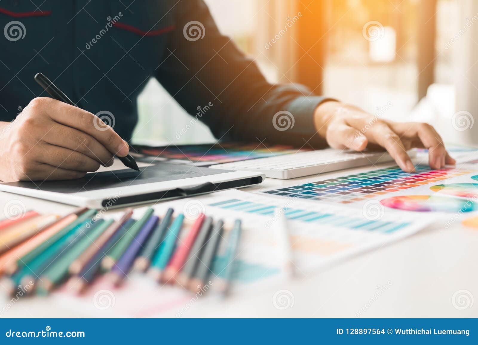 Close Up Interior Design and Renovation Working with Color Samples for ...