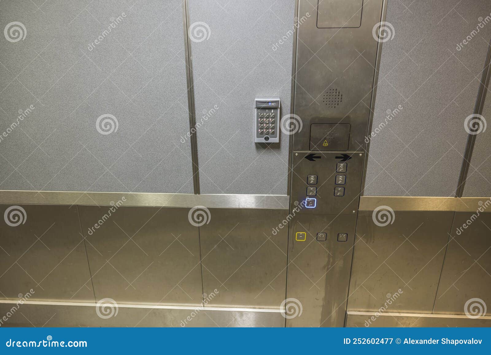 Close Up Interior View of Modern Elevator Digital Control Panel. Stock ...