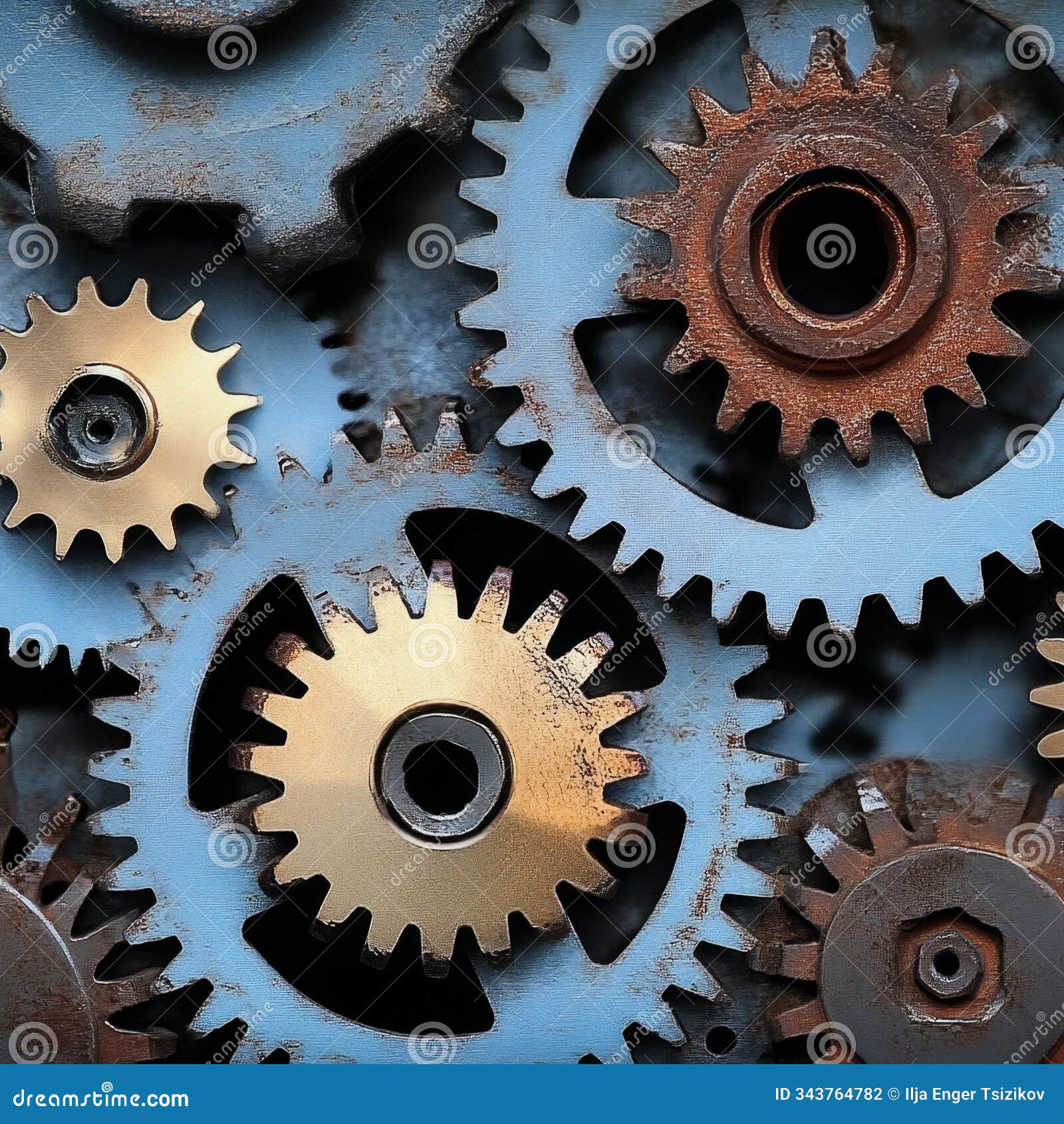 Close-Up of Interlocking Industrial Gears with Rusty Texture, Capturing ...
