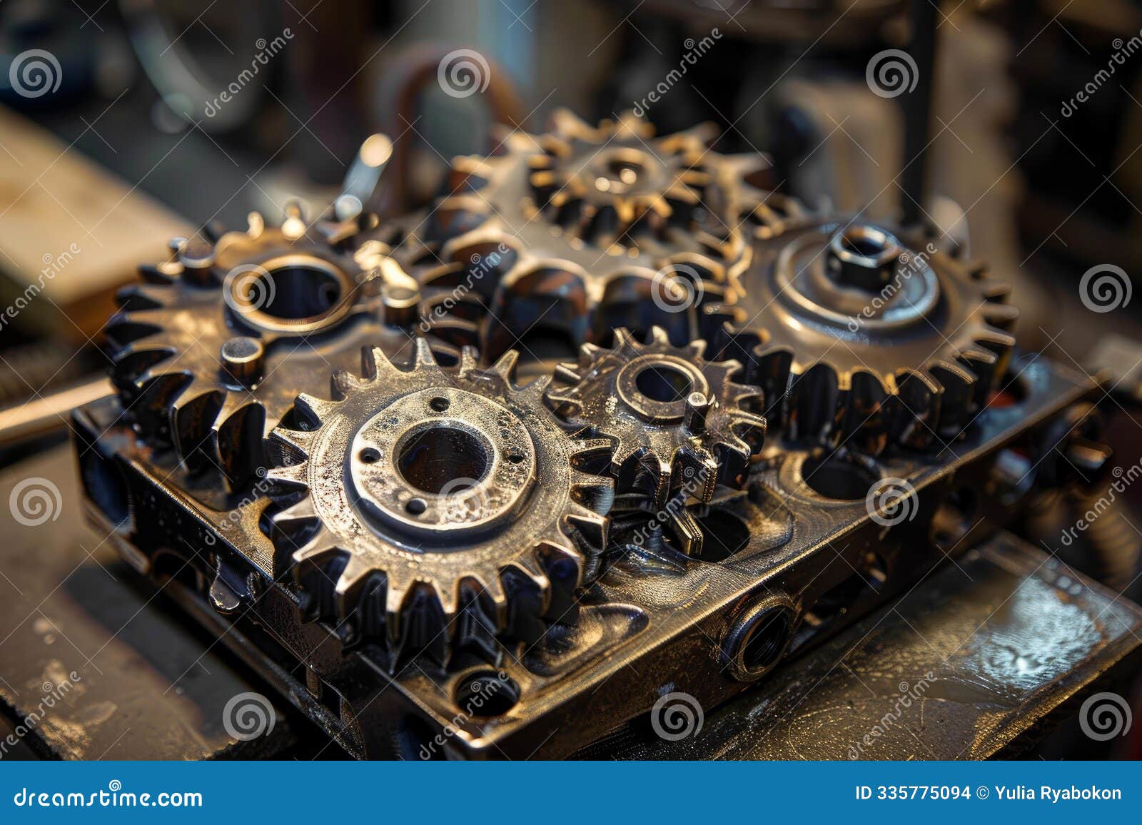 Close Up of Interlocking Industrial Gears Working Together Stock Photo ...