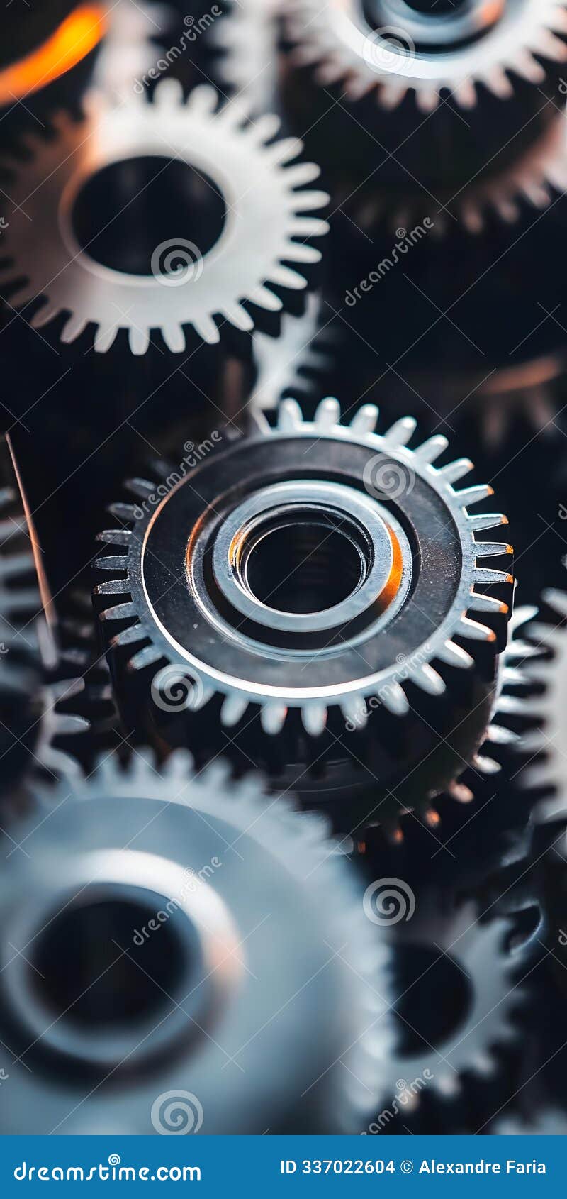 Close-up of Interlocking Metallic Gears Stock Illustration ...