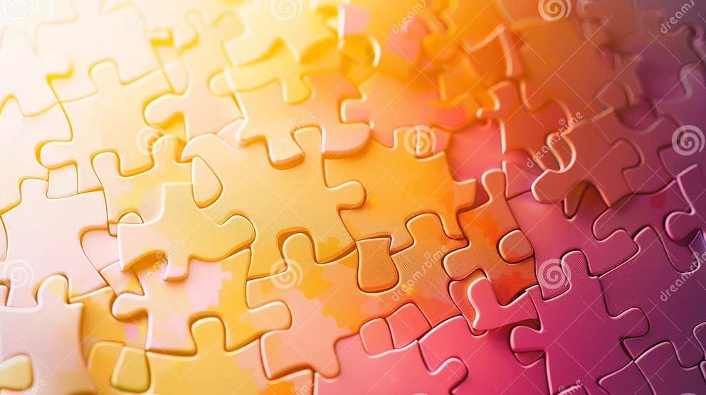 Close-up of Interlocking Yellow and Pink Puzzle Pieces. Concept of ...