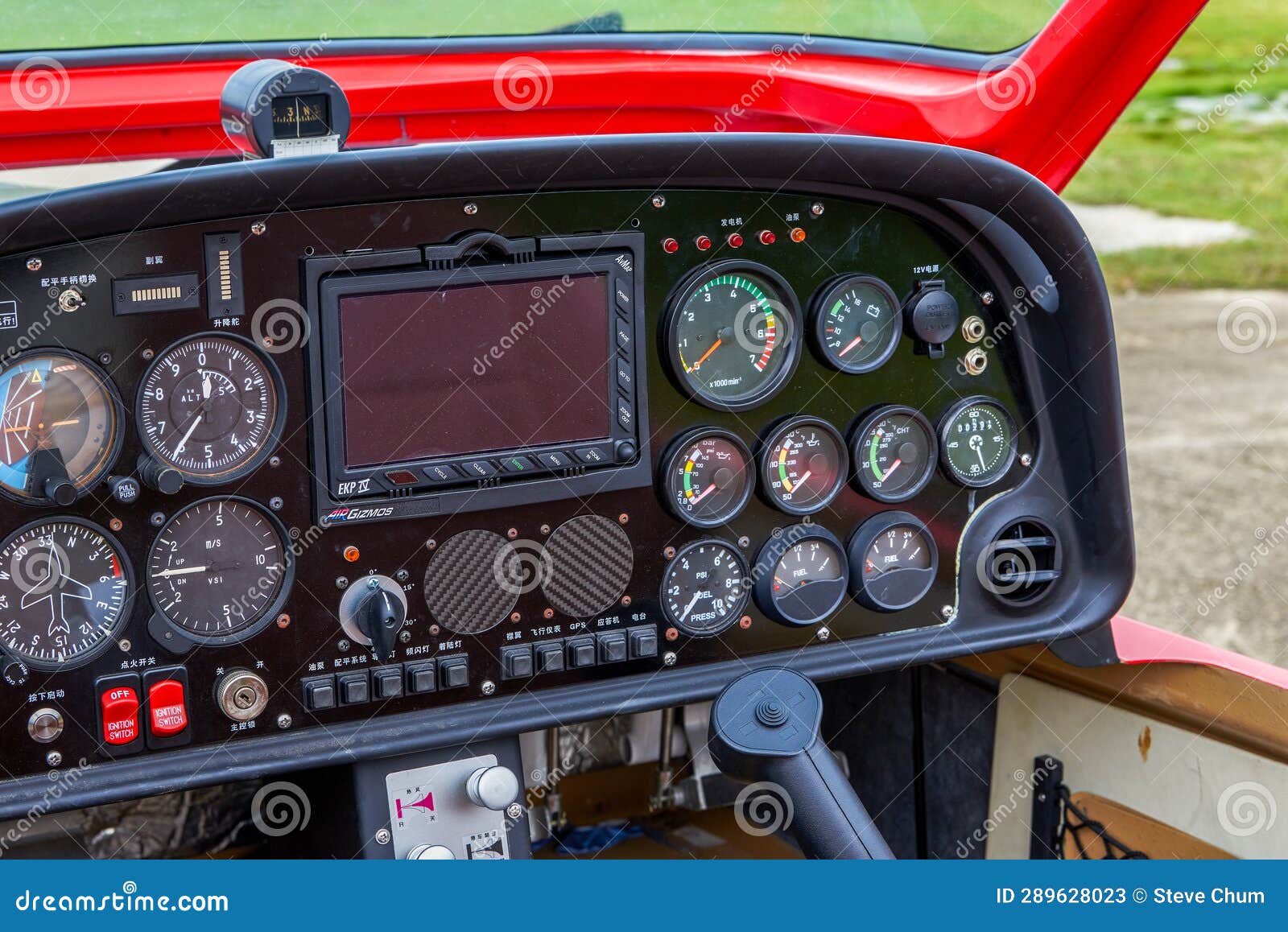 A Close-up Of The Internal Dashboard Panel Of A Small Aircraft ...