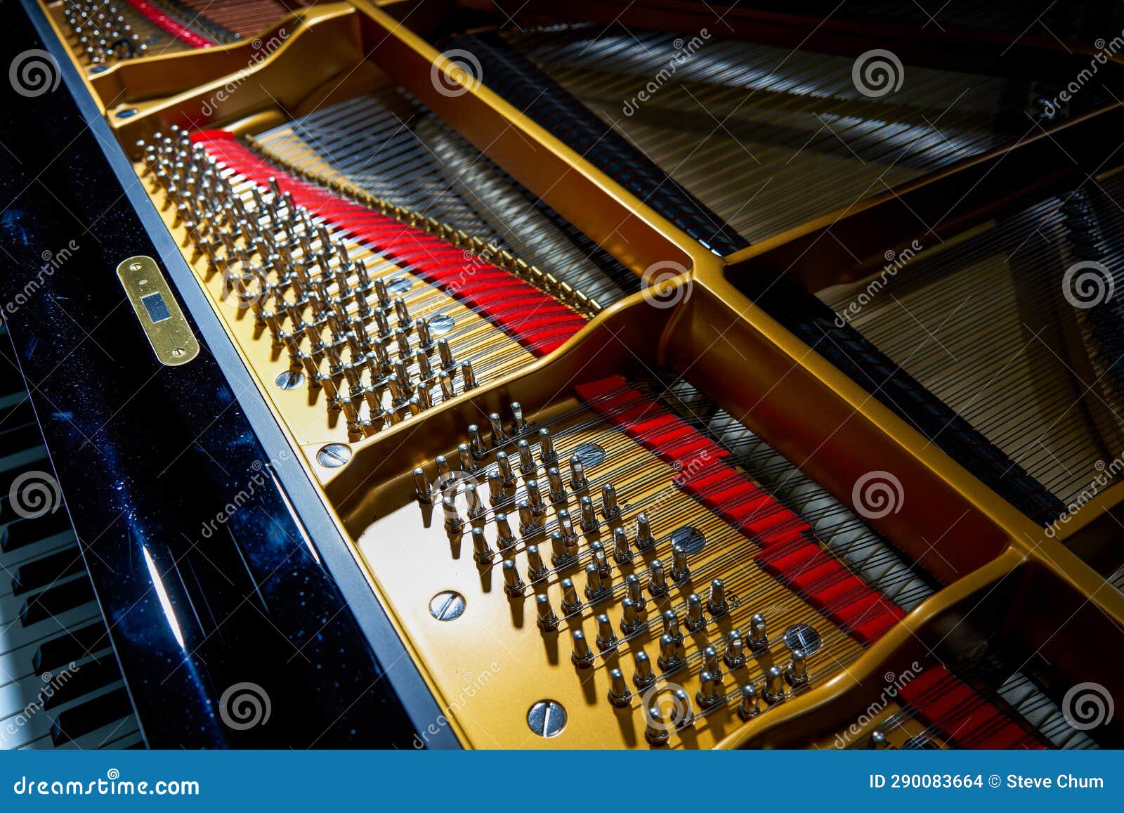 A Close-up of the Internal String Structure of a Top Grand Piano Stock ...