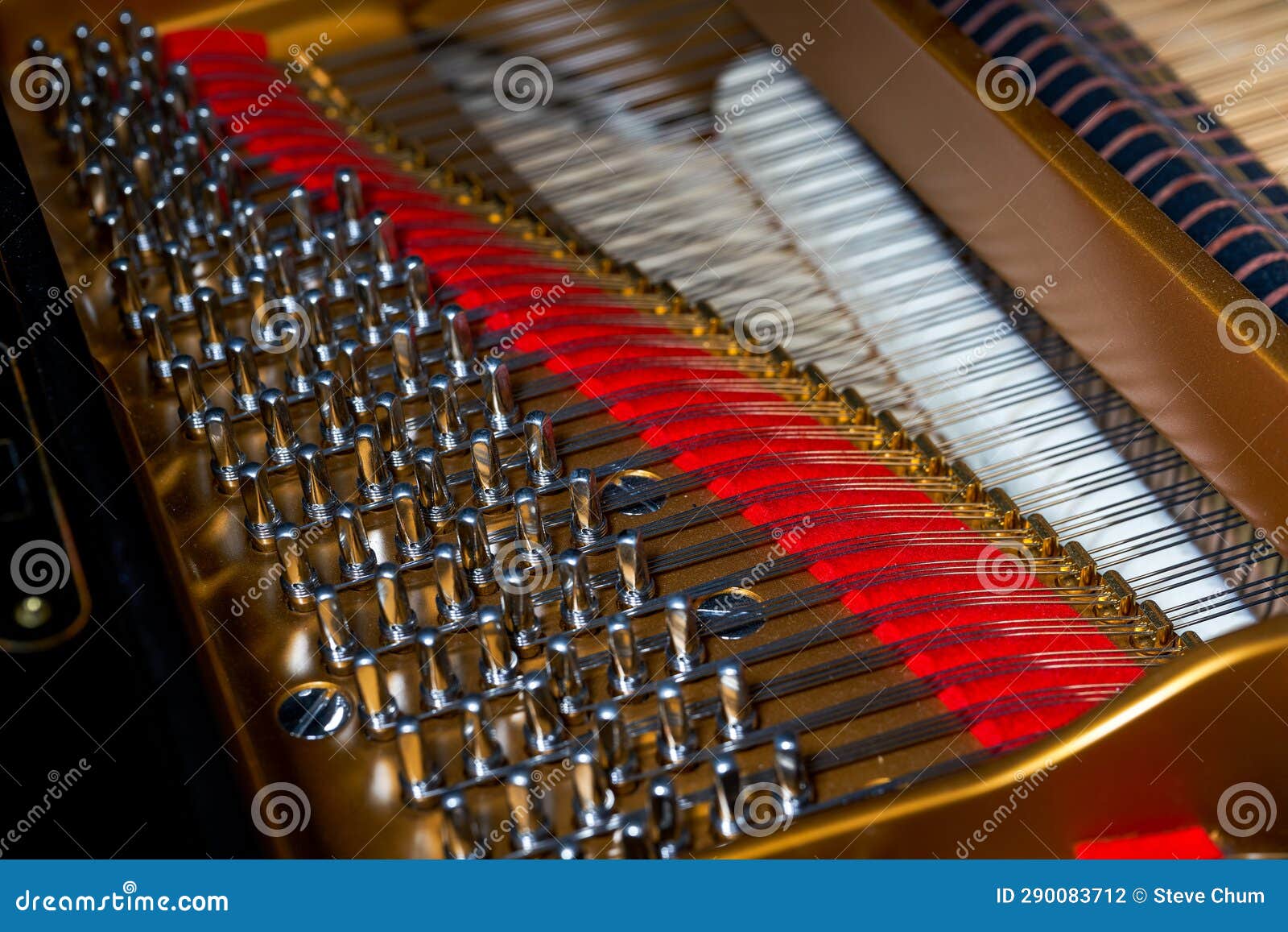 A Close-up of the Internal String Structure of a Top Grand Piano Stock ...