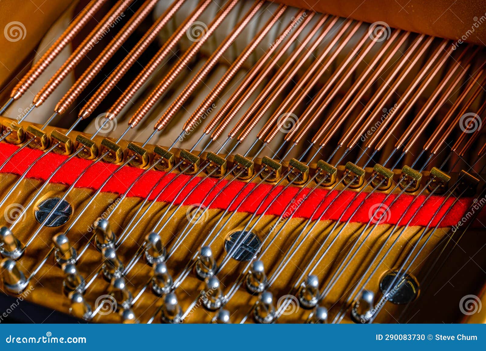 A Close-up of the Internal String Structure of a Top Grand Piano Stock ...