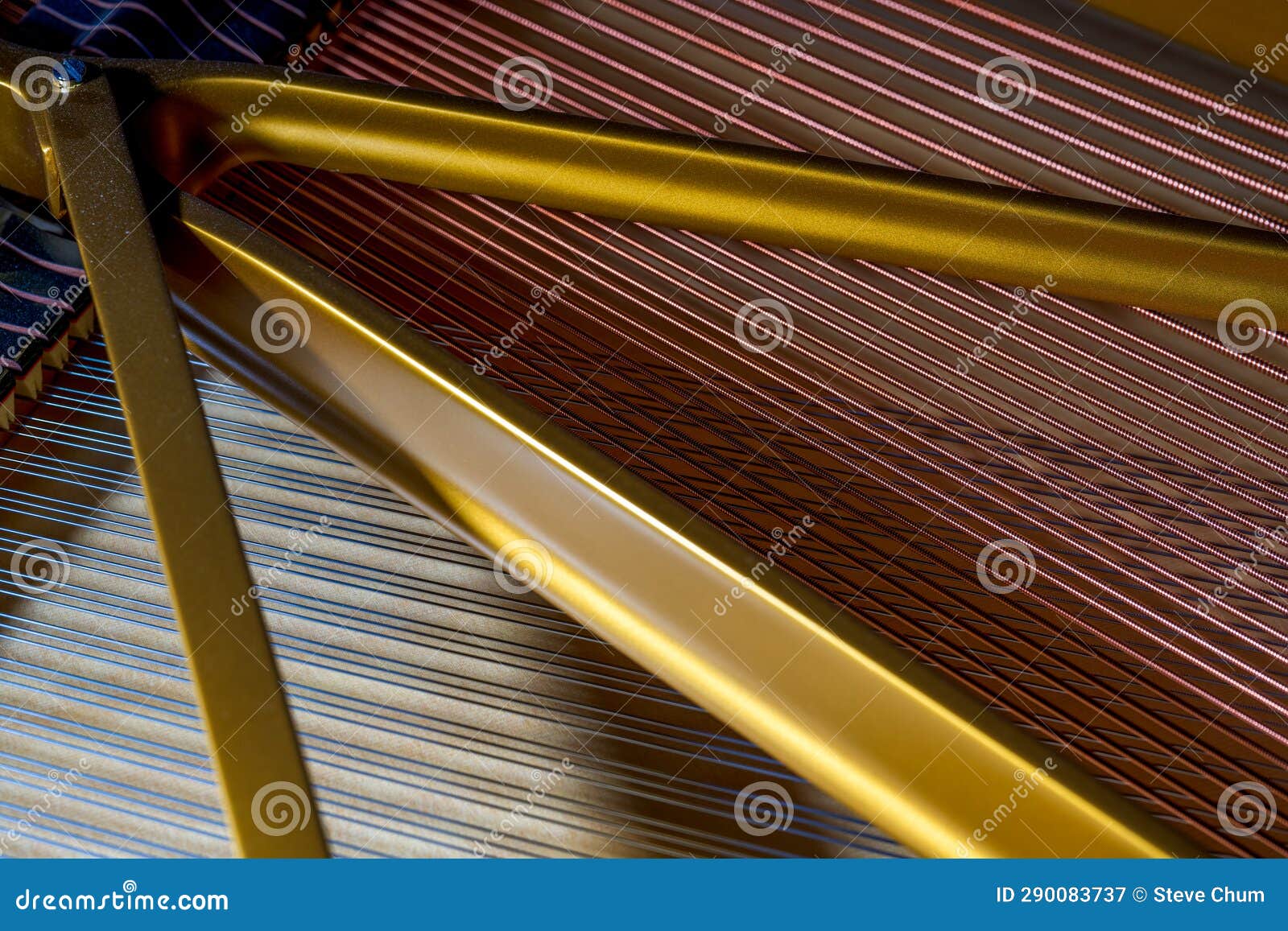 A Close-up of the Internal String Structure of a Top Grand Piano Stock ...