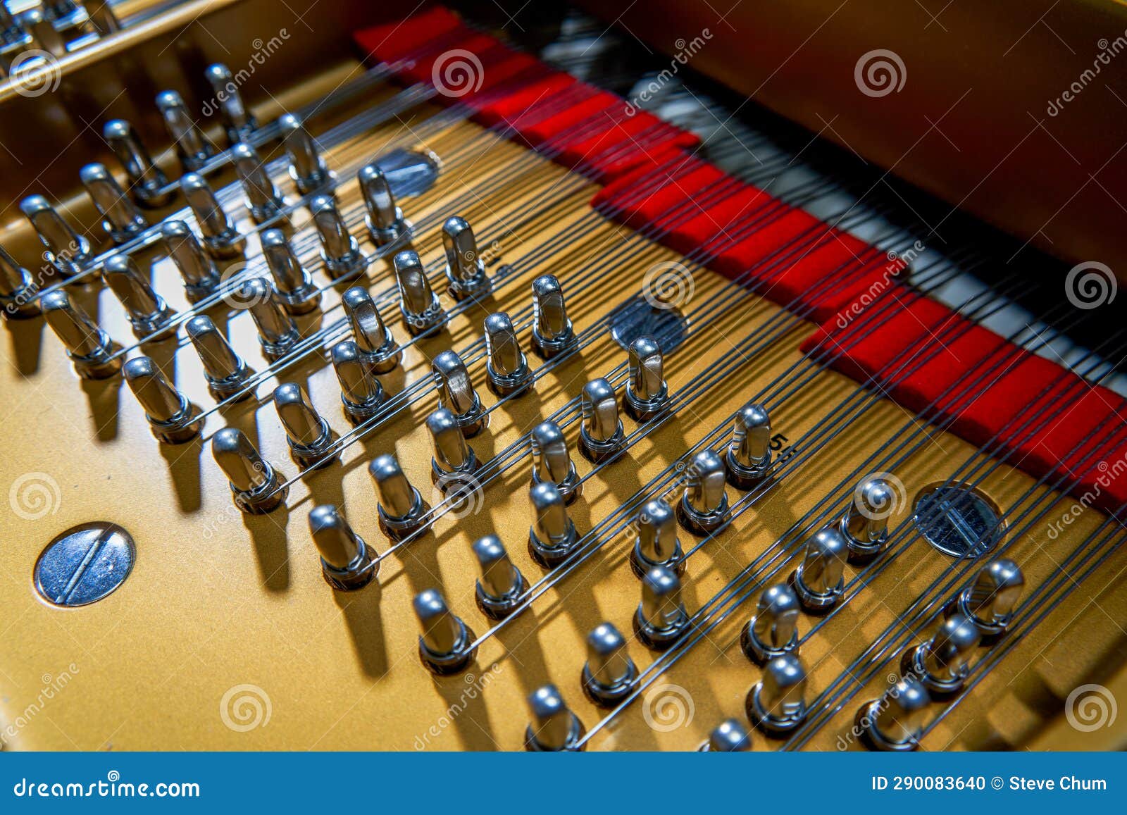 A Close-up of the Internal String Structure of a Top Grand Piano Stock ...
