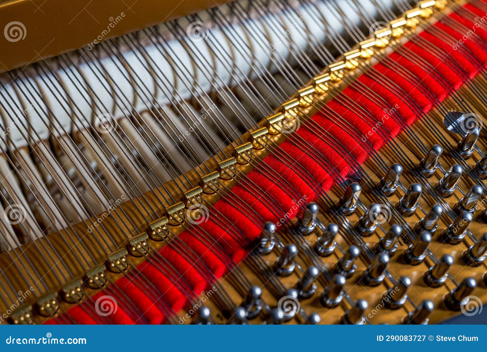 A Close-up of the Internal String Structure of a Top Grand Piano Stock ...