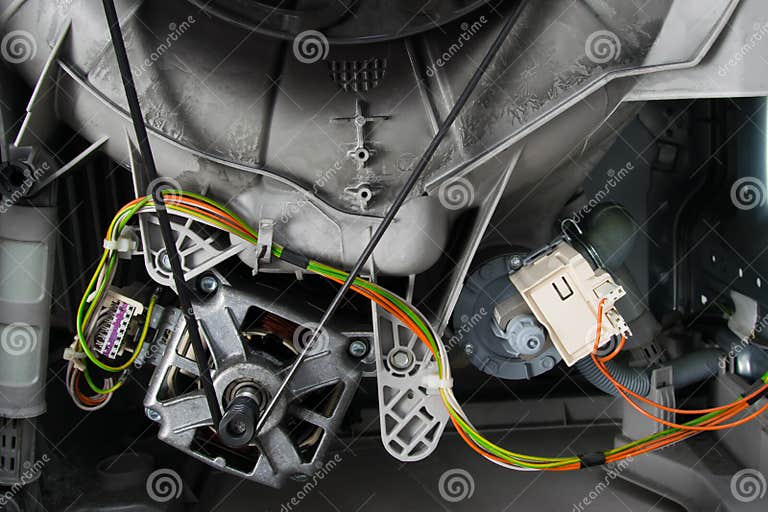 Close-up of the Internal Structure of the Washing Machine, the Engine ...