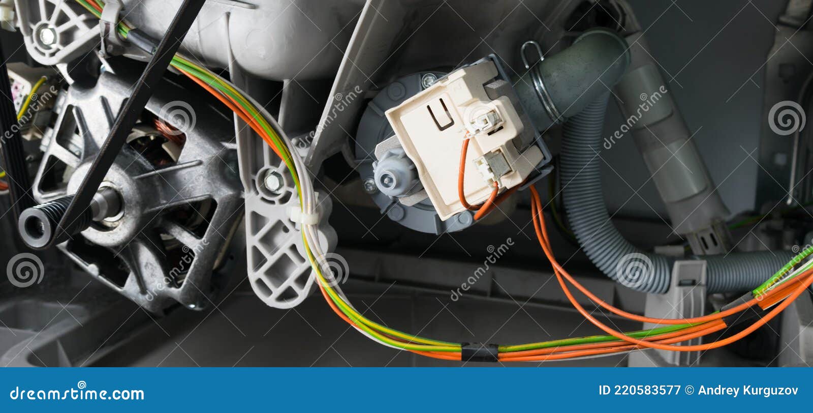 Close-up of the Internal Structure of the Washing Machine, Engine and ...