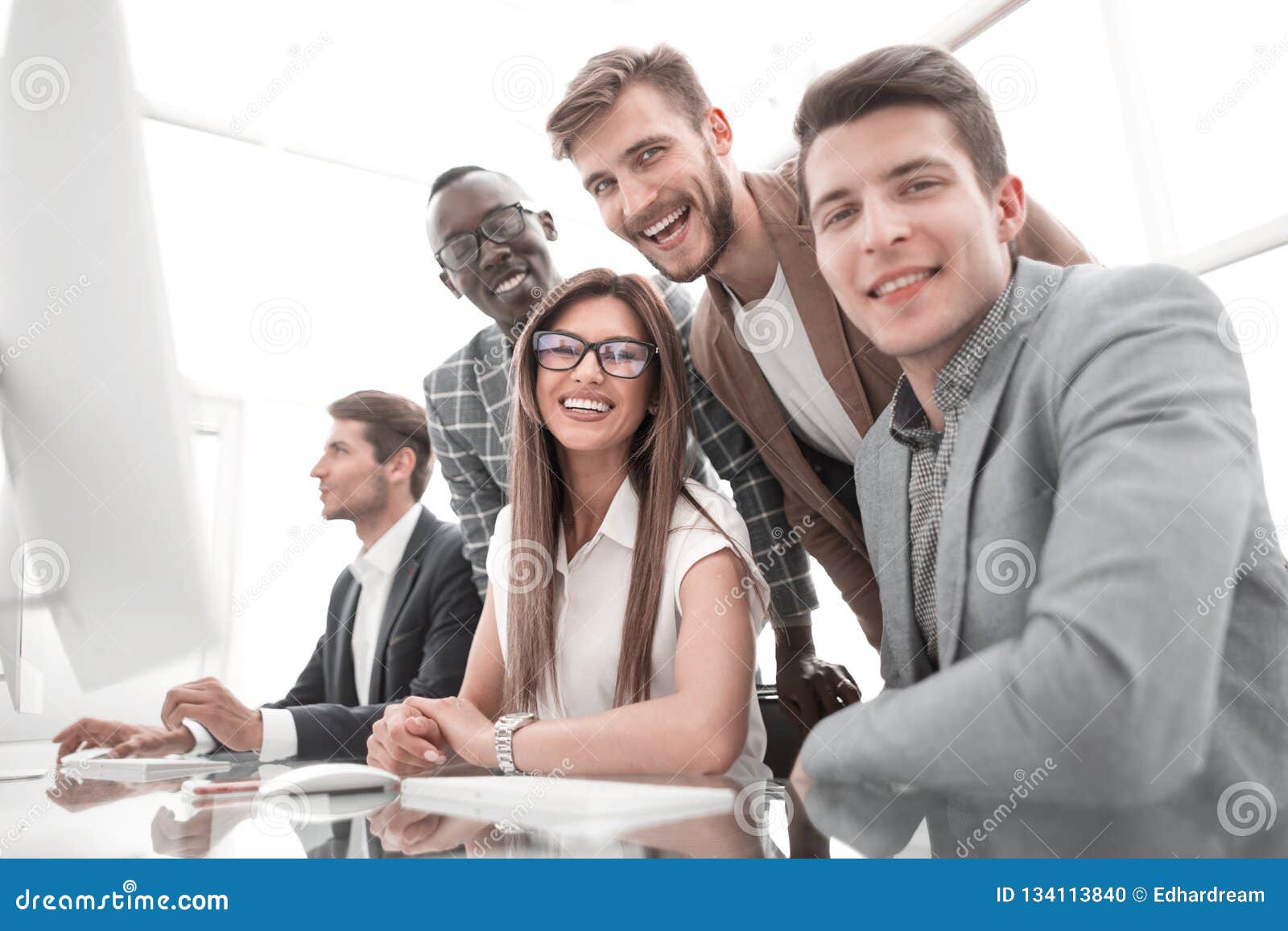 Close Up.international Business Team in the Workplace Stock Photo ...