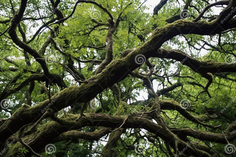 Close-up of Intertwined Tree Branches in a Forest Stock Photo - Image ...