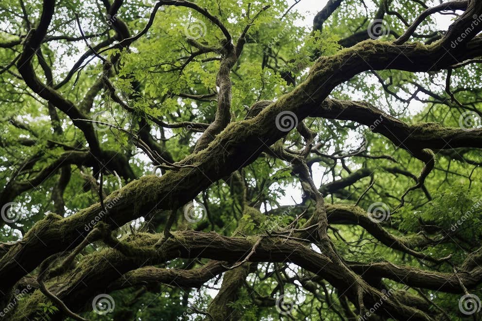 Close-up of Intertwined Tree Branches in a Forest Stock Photo - Image ...