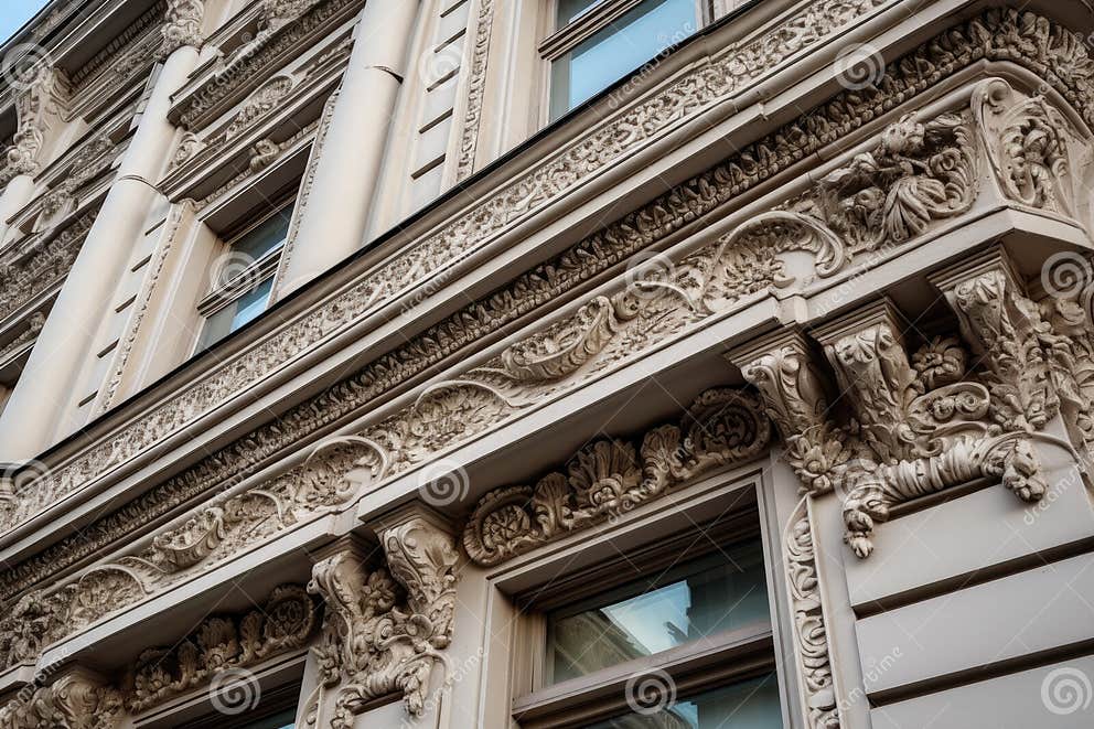 Close-up of Intricate Cornice Work on a Building Facade Stock Photo ...