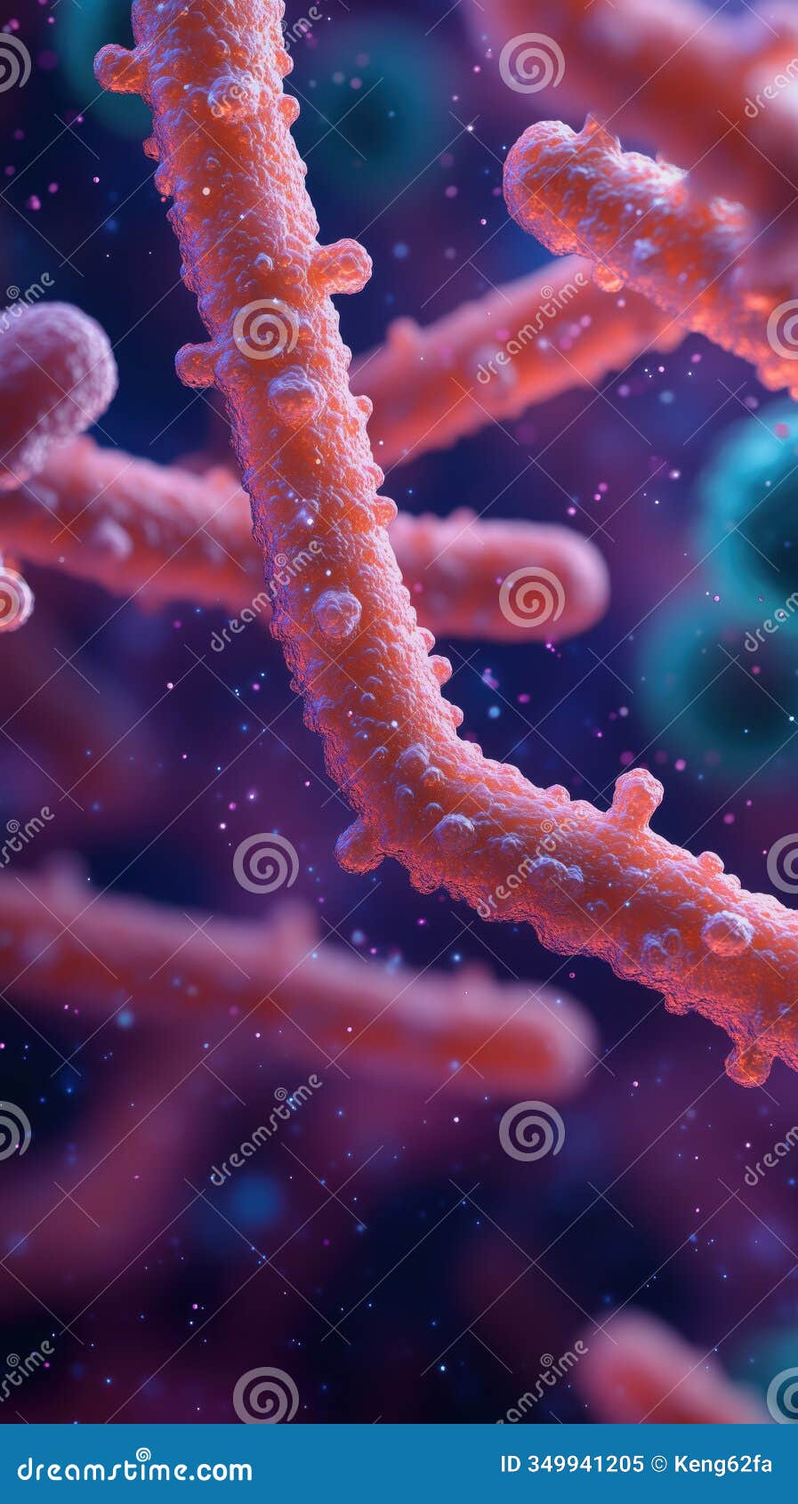 Close Up of Intricate Details on Long Influenza Virus Structure Stock ...