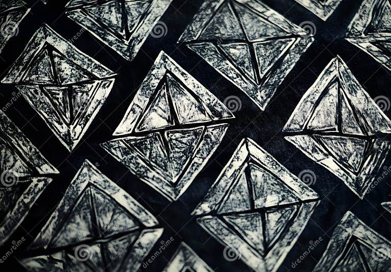 Hand-Drawn Triangle Pattern on Black Fabric Stock Illustration ...