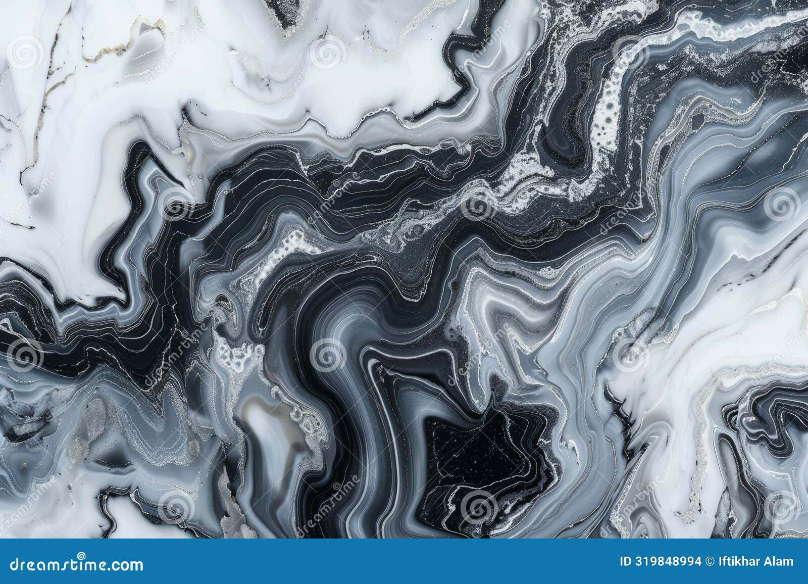 Close-up of Intricate Network of Lines in a Black and White Marble ...