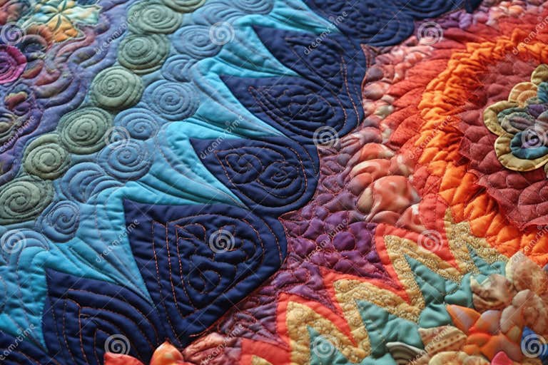 Close-up of Intricate Quilt Stitching Patterns Stock Image - Image of ...