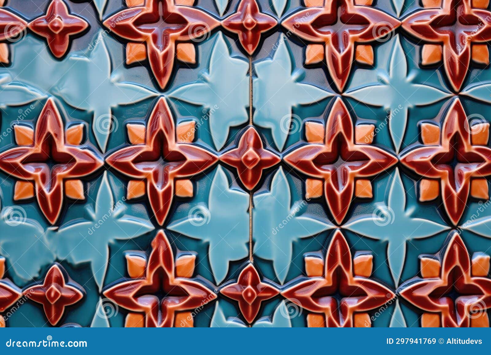 Close-up of an Intricate Tile Pattern on a Spanish Revival Structure ...