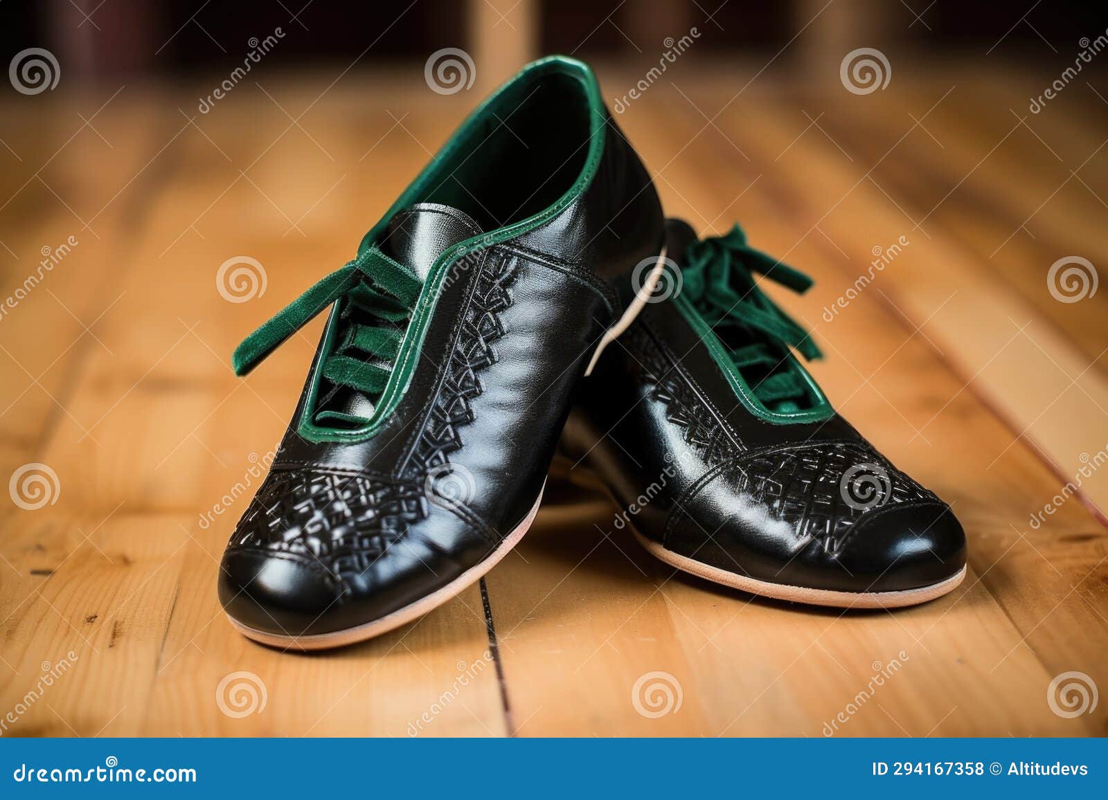 Close-up of Irish Dance Soft Shoes on Wooden Surface Stock Illustration ...