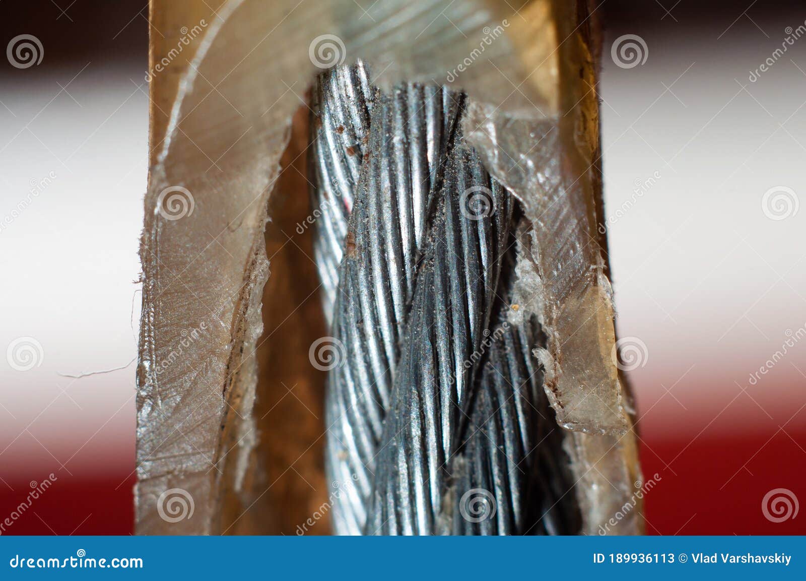 Close-up Iron Cable Made of Woven Thin Wires Under a Protective ...