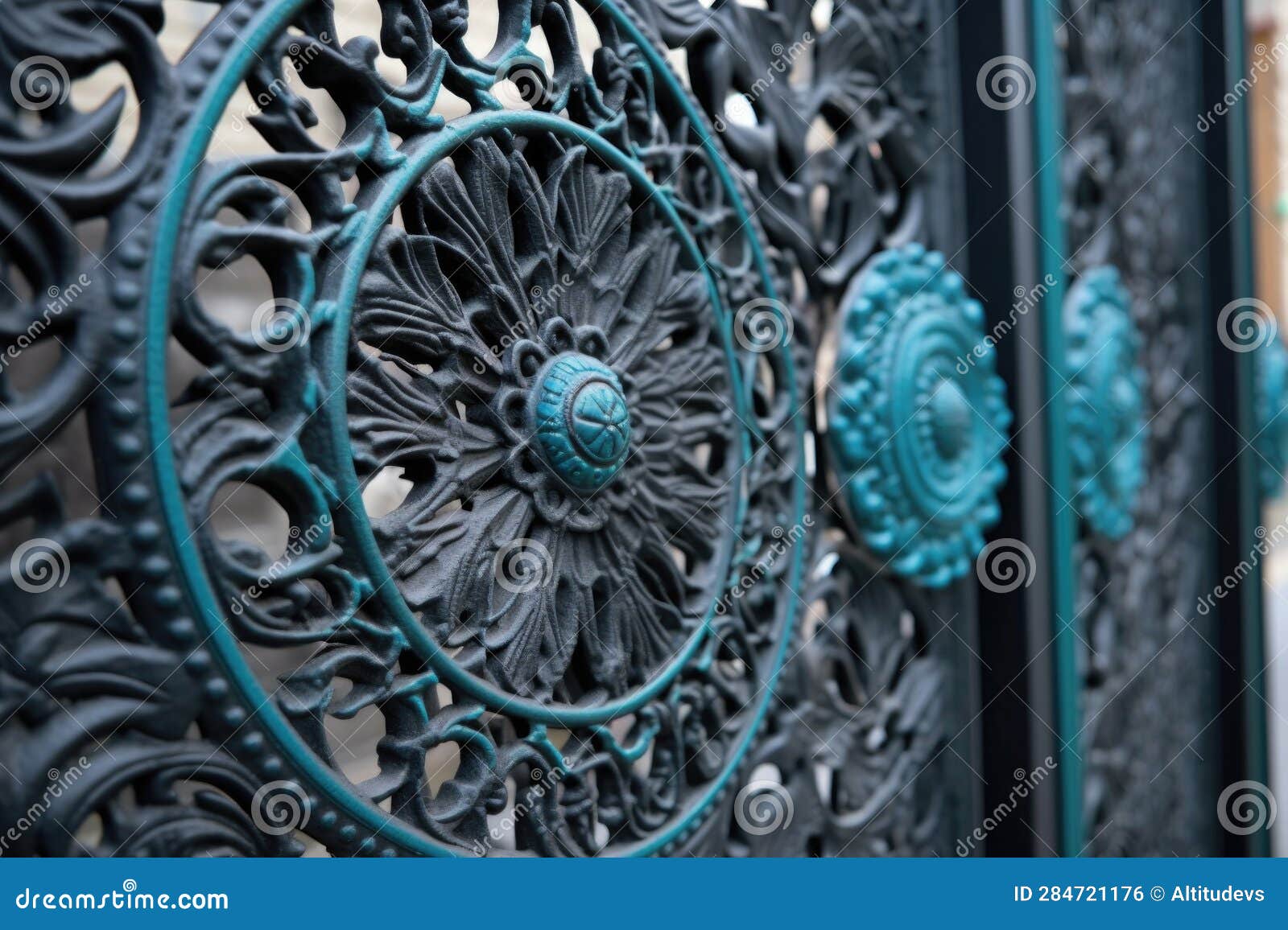 Close-up of Iron Gate with Intricate Design Details Stock Photo - Image ...