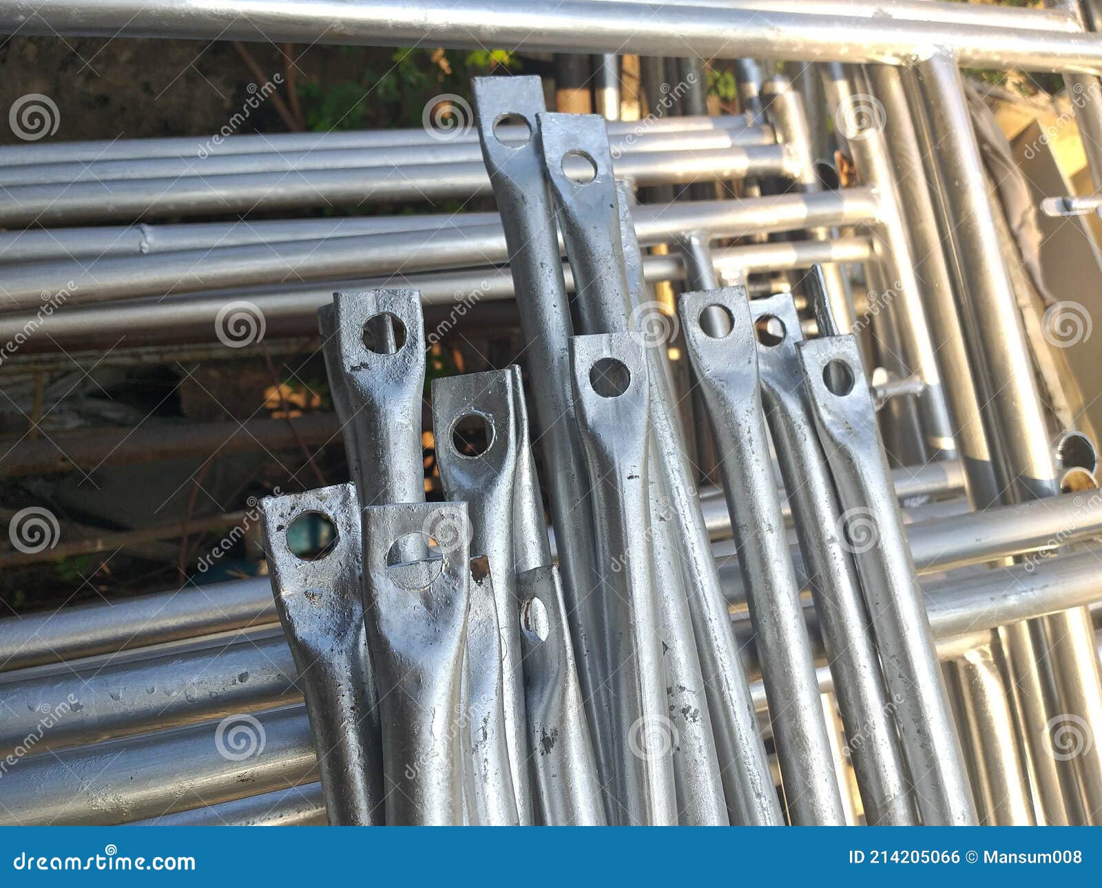 Iron Scaffolding on the Ground Stock Photo - Image of weathered ...