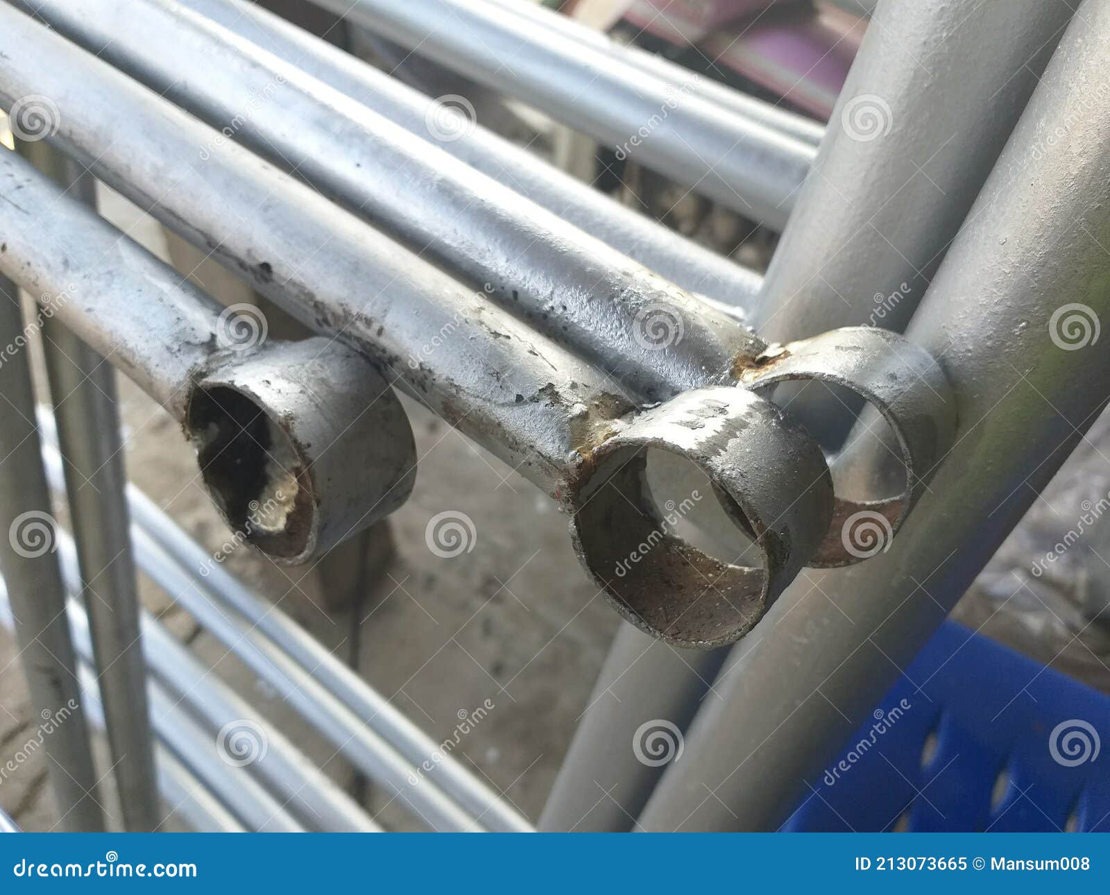 Iron Scaffolding on the Ground Stock Image - Image of steel, industry ...