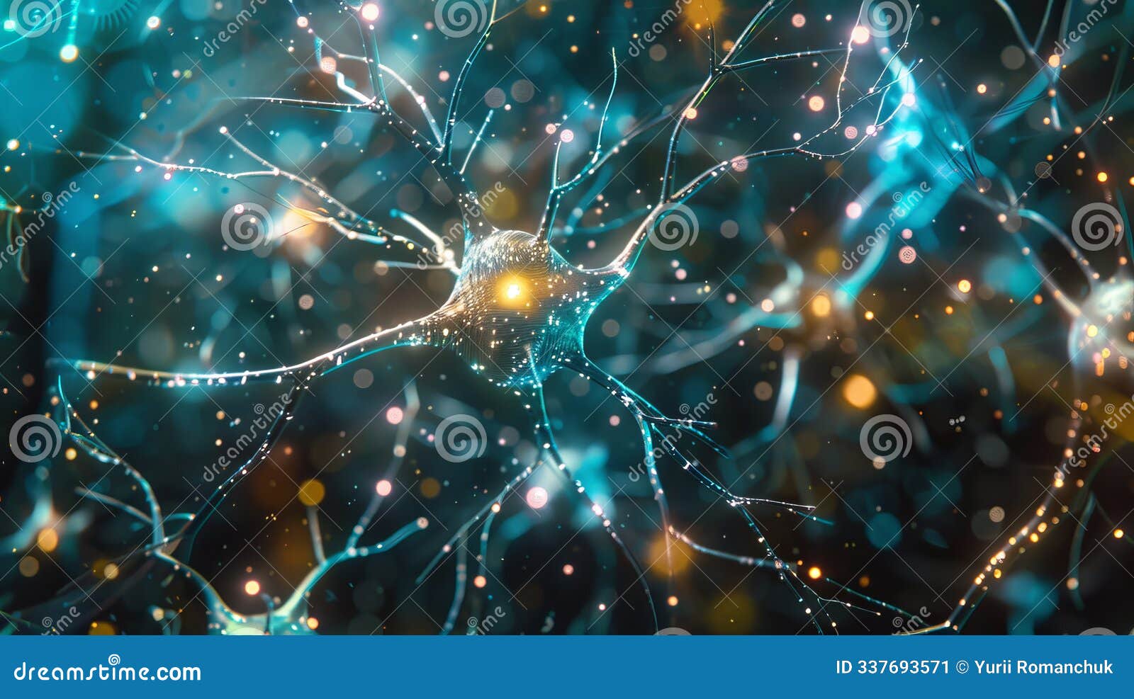 Close Up Of Neuron Cells Connecting Using Electrochemical Signal ...
