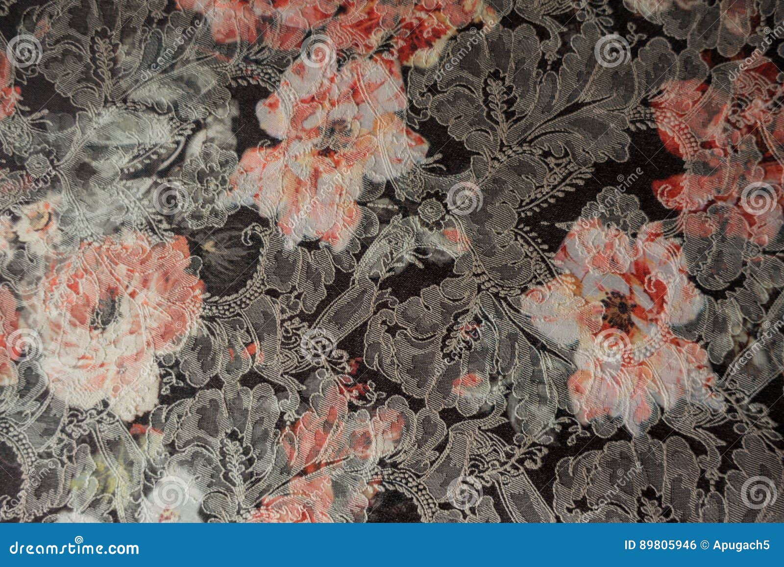 Close-up of Jacquard Fabric with Floral Print Stock Photo - Image of ...