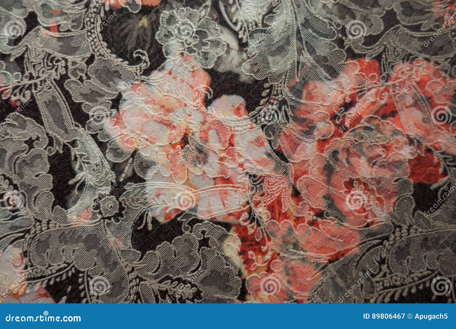 Close-up of Jacquard Fabric with Floral Print Stock Image - Image of ...