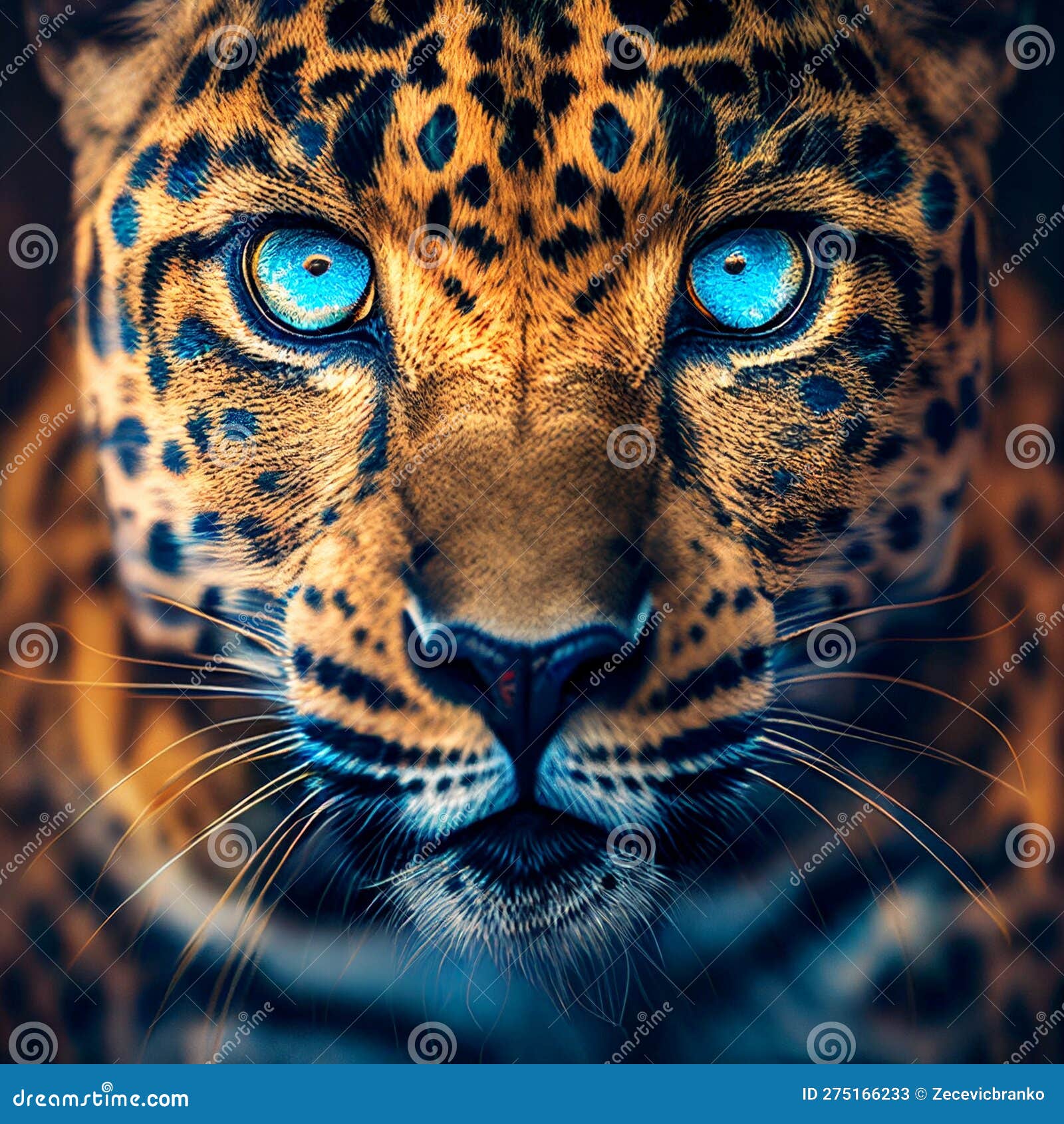 Intense Jaguar with Blue Eyes Stock Illustration - Illustration of lion ...