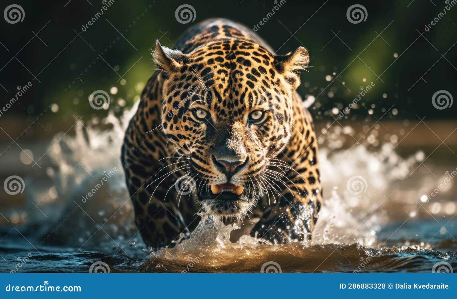 Close-up of a Jaguar Stalking Prey in Water Stock Illustration ...