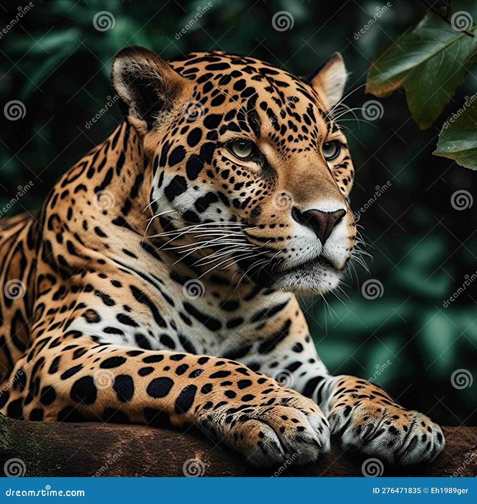Close-up of a Jaguar in a Tree Stock Illustration - Illustration of ...