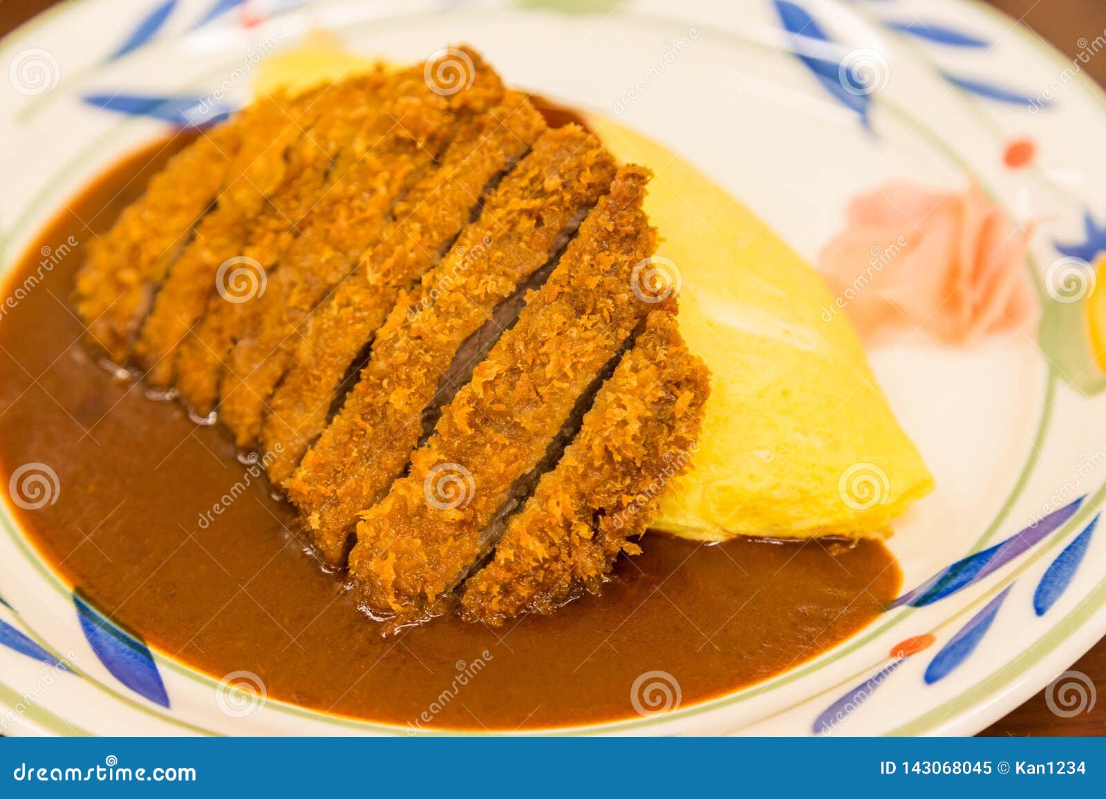 Japanese Curry Omurice with Deep Fired Pork Cutlet Stock Image - Image ...