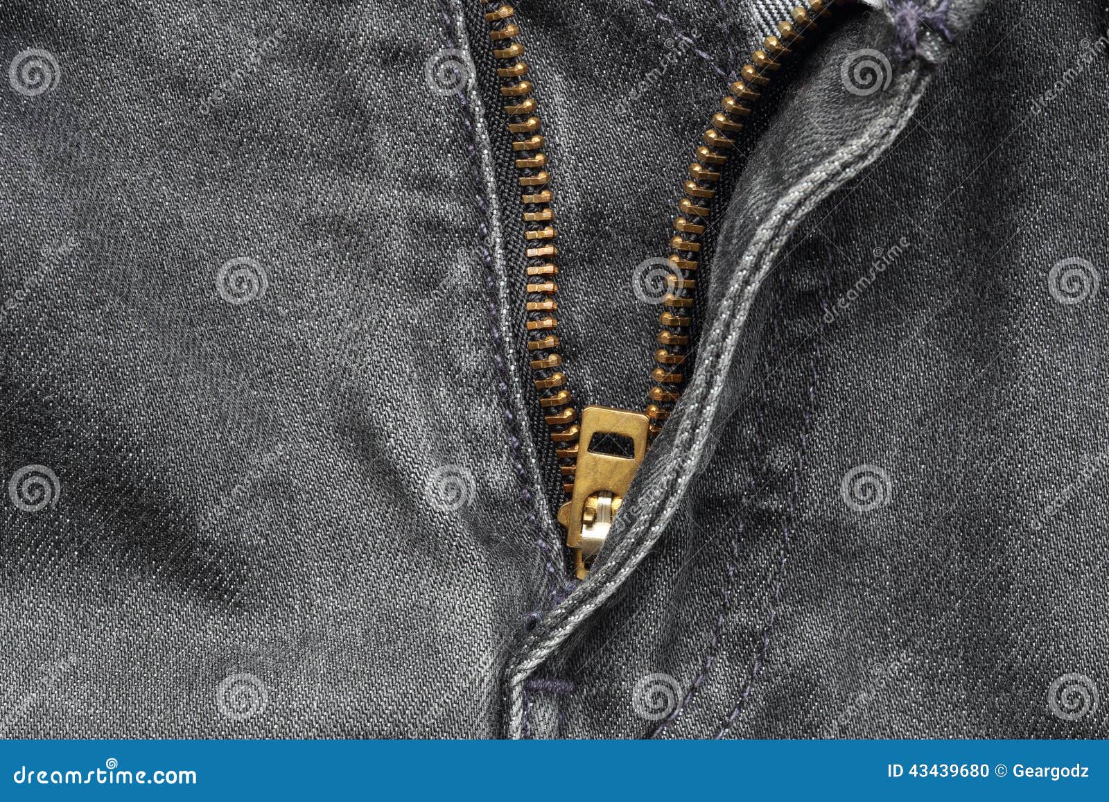 Close up of jeans zipper stock photo. Image of black - 43439680