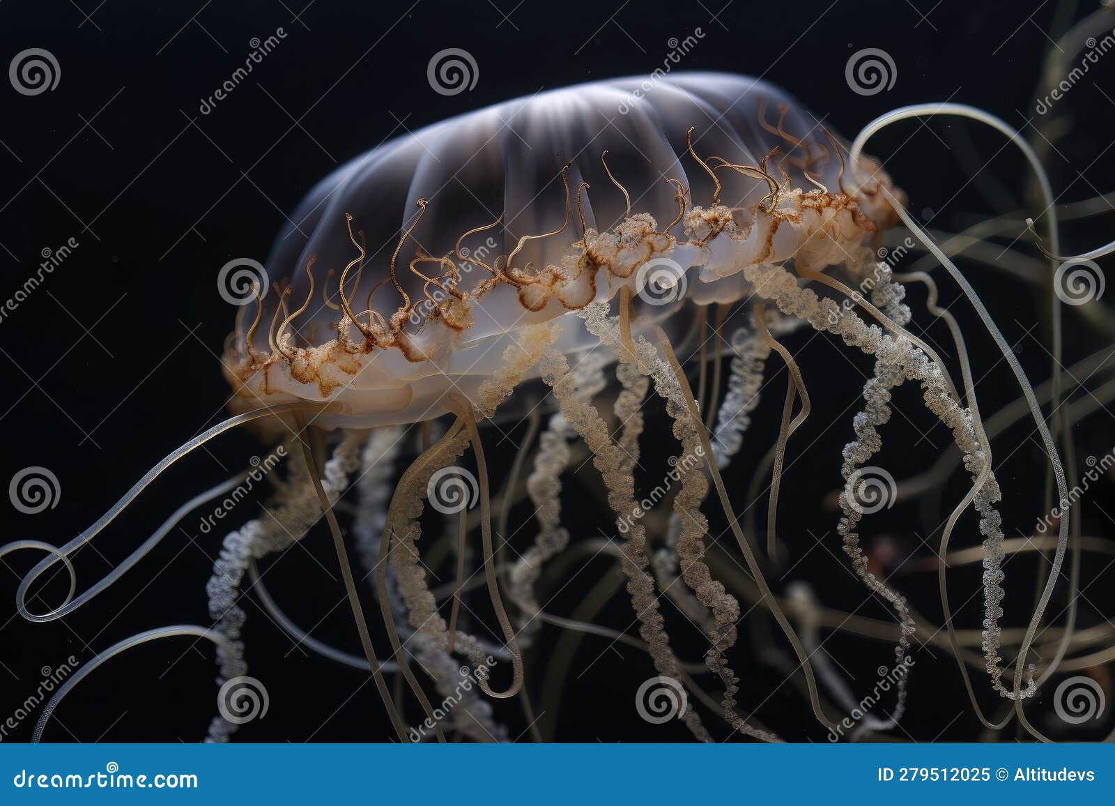 Close-up of Jellyfish, with Its Delicate Tentacles and Trailing ...