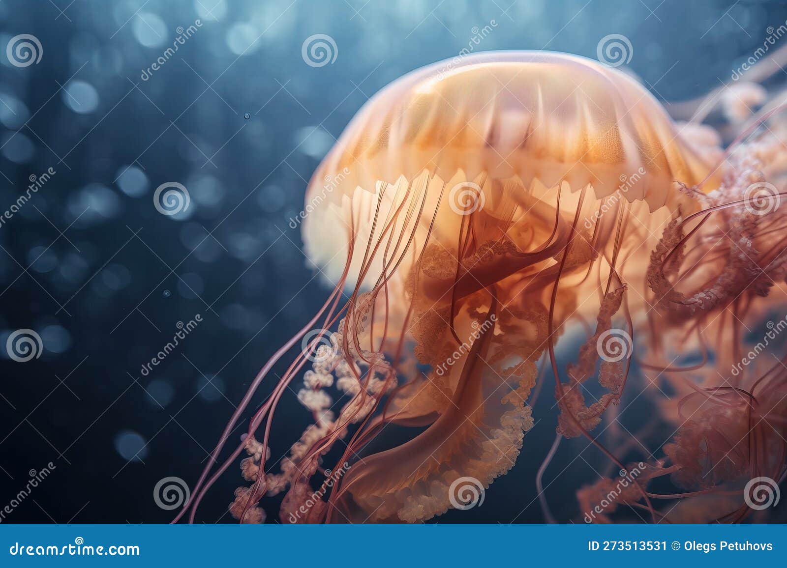 A Close Up of a Jellyfish in the Water with Bubbles Stock Illustration ...