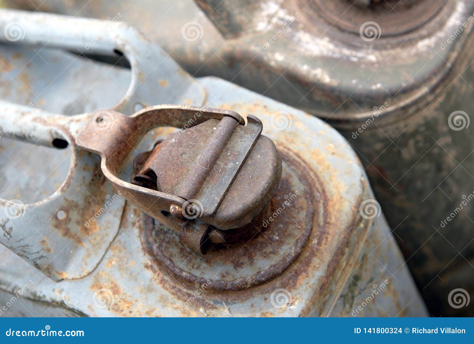 Close up on a jerrican stock photo. Image of acopy, iron - 141800324